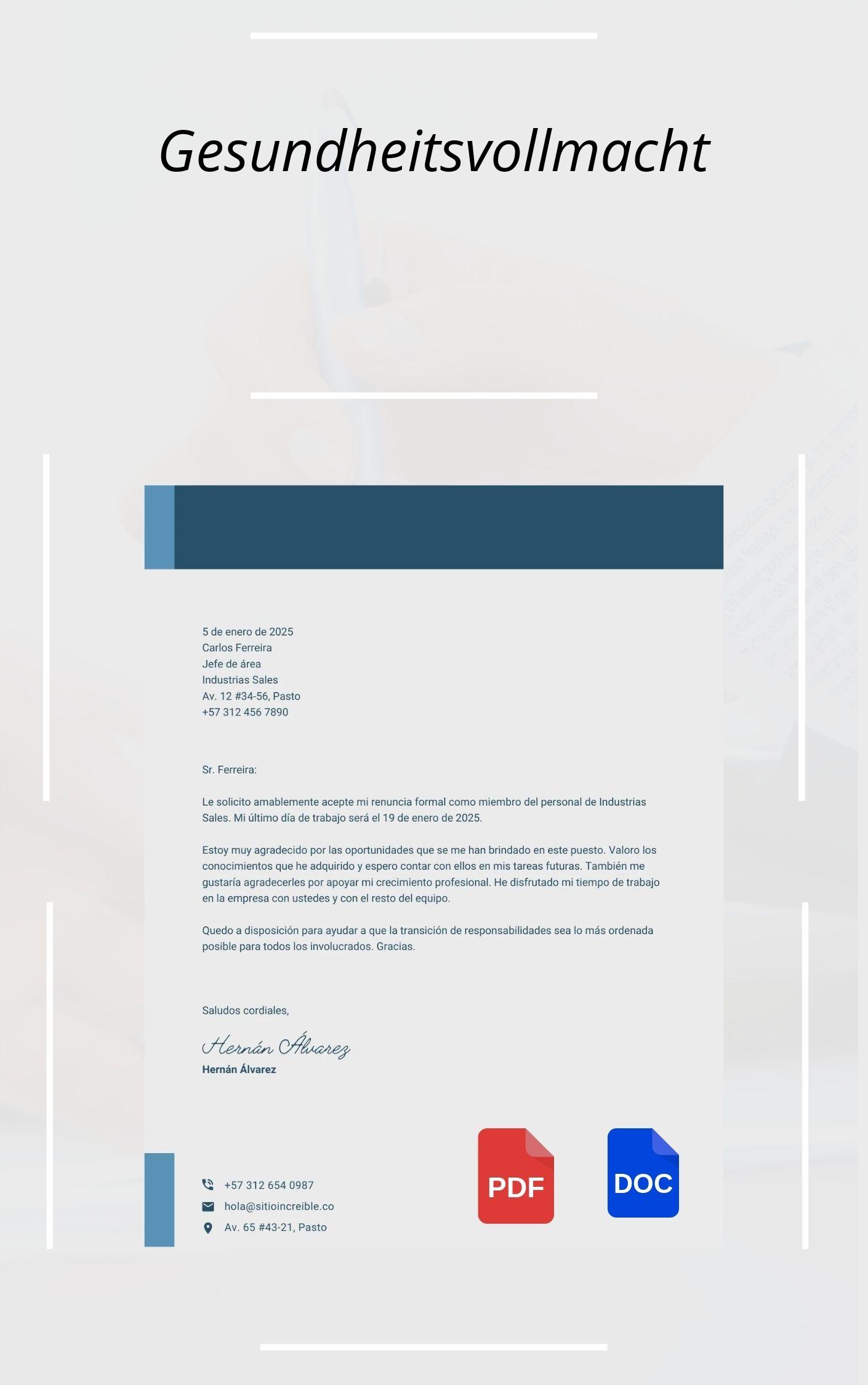 Gesundheitsvollmacht Vorlage